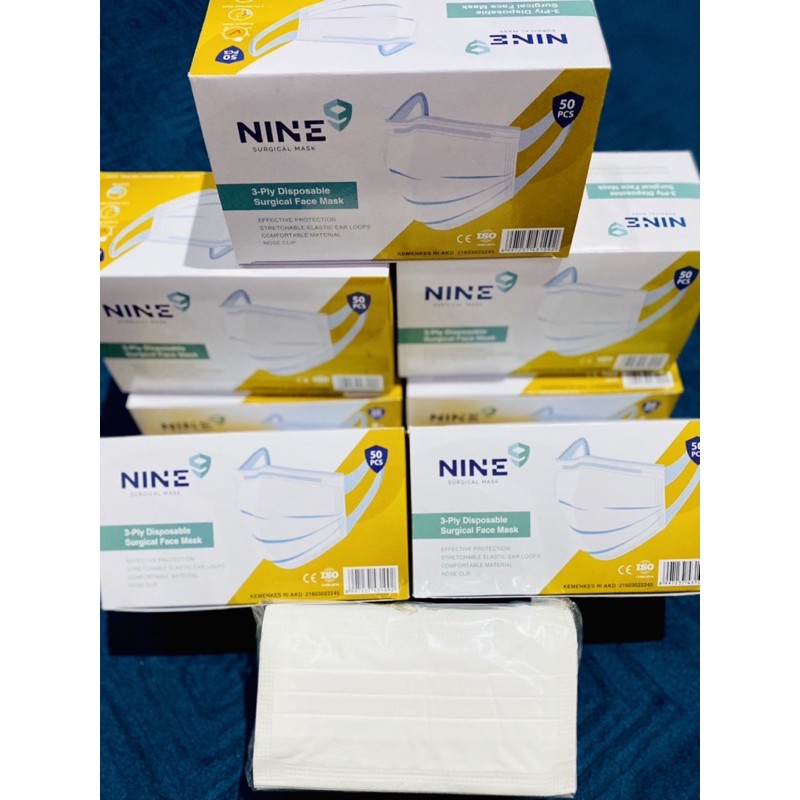 Nine Surgical Face Mask 3ply Mask Contents 50pcs (Width earloop Strap ...