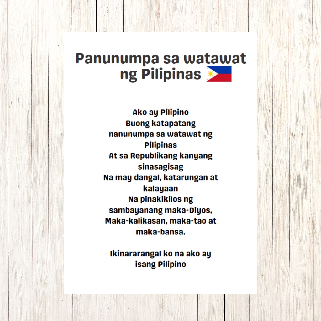 A3 or A4 Tagalog Filipino Set Educational Charts, Poster for kids ...