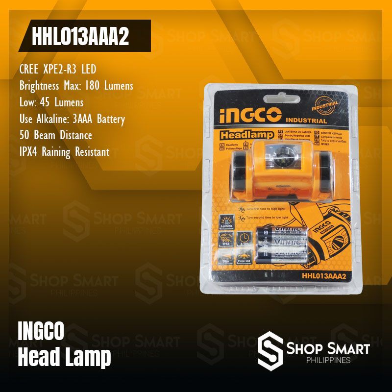 INGCO Headlamp (HHL013AAA2) | Shopee Philippines