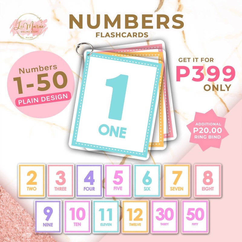 NUMBERS 1 to 50 Laminated Educational Flashcards Flash Cards Number ...