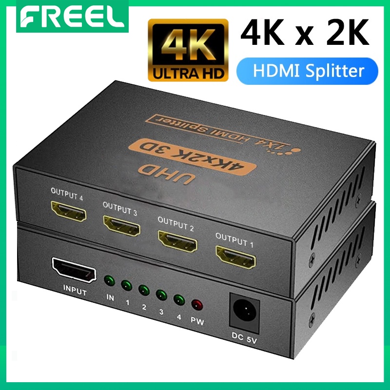 HDMI Splitter 1 in 4 Out,1x4 HDMI Splitter 4 Ports w/AC Adapter,4Kx2K ...
