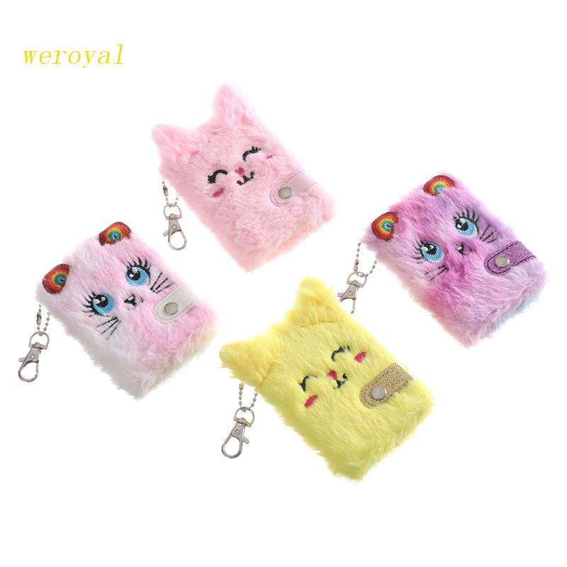 weroyal Mini Plush Pocket Notebook with Keychain Children Girls Women ...