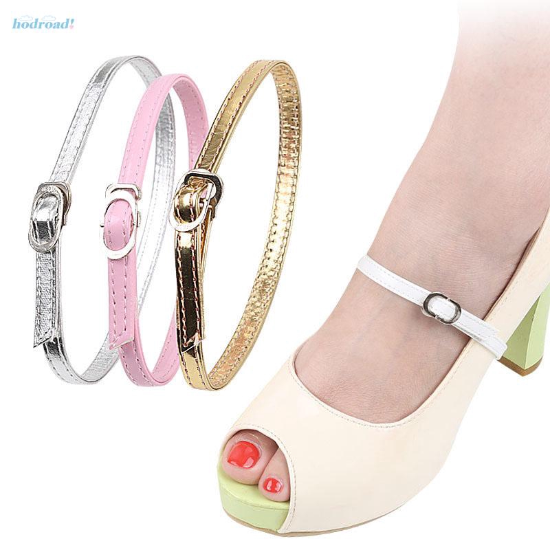Ladies Shoe Strap Metal Buckles Removable Faux Leather Decor Ladies