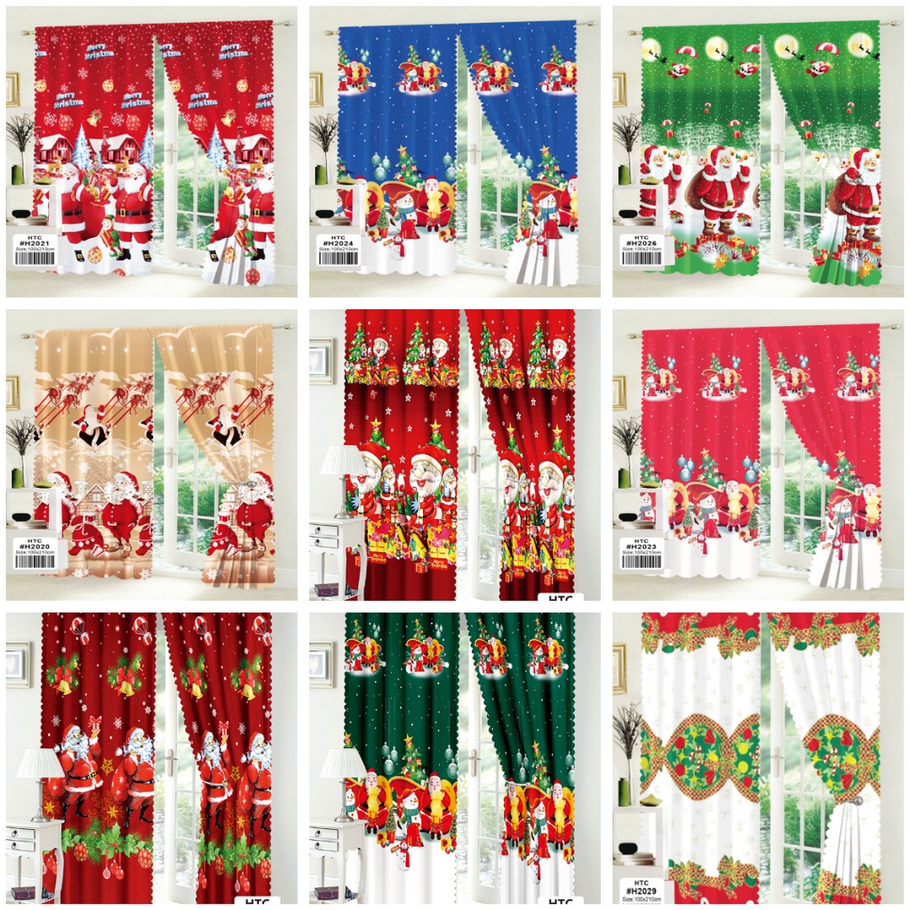 htc 5D New Design Christmas Curtain Home Decor (1pcs) | Shopee Philippines