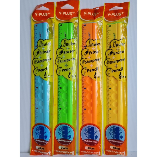 Multifunction Plastic Ruler 30 cm 4 in 1 (Eraser + Pencil + Ruler ...