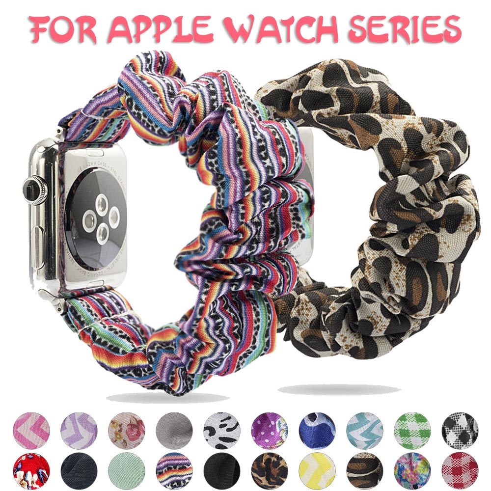 Fabric Loop Scrunchie Elastic Watchband for Smart Watch Band Series 7 ...