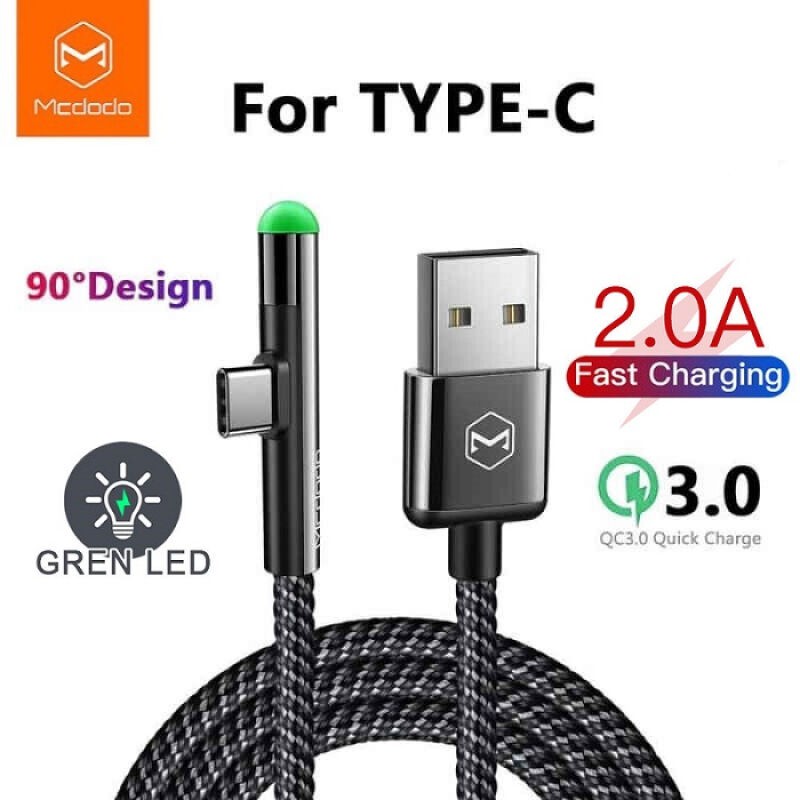 Mcdodo CABLE DATA CABLE USB TYPE C MC DODO 2A LED ELBOW DESIGN GAMING ...