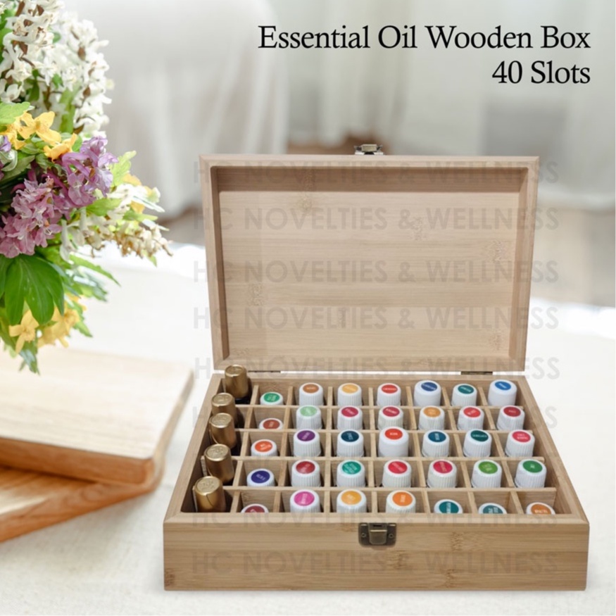Young Living Essential Oil Wooden Box 100% Bamboo Wood - 40 Slots ...