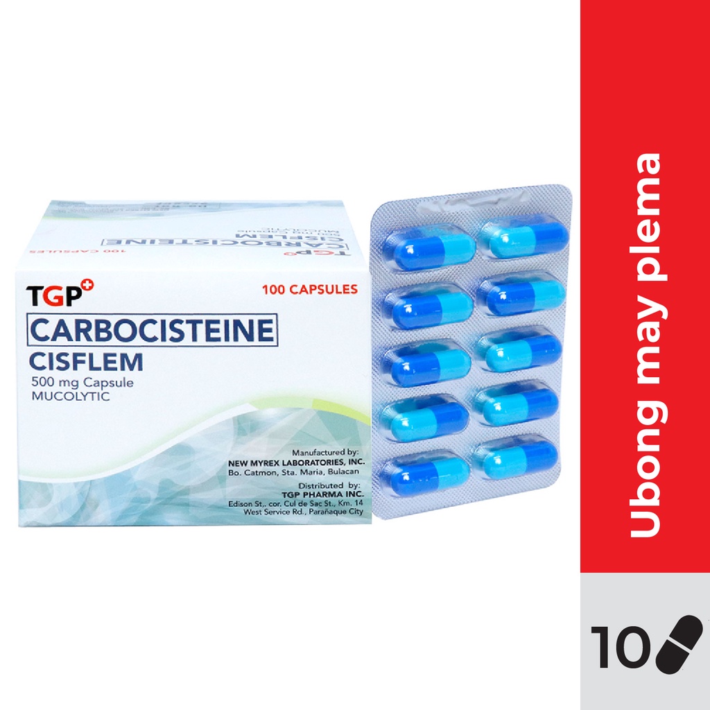 CISFLEM TGP Carbocisteine 500mg Capsule 10 pcs/pack gamot sa plema ...