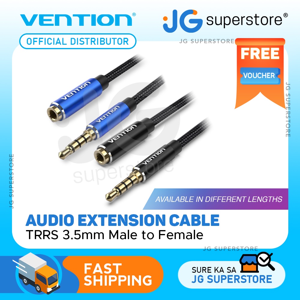 Vention 3.5mm Male to Male Hi-Fi Audio Cotton Braided AUX Cable (Colors & Lengths Available ...