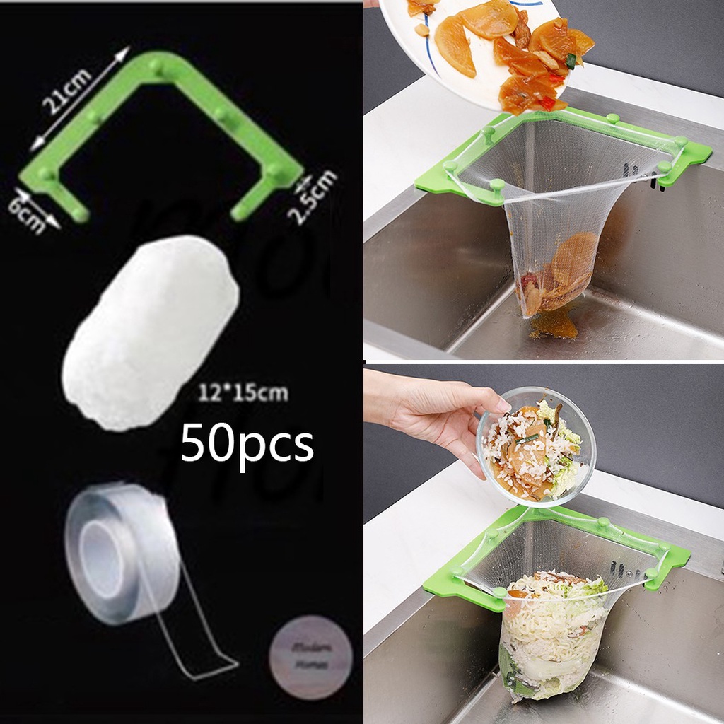 50pcs Filter Bag Sink Strainer Garbage Pouch Net Mesh Kitchen Anti ...