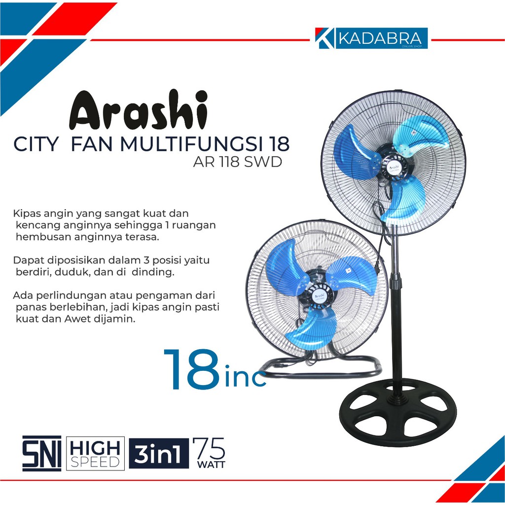 18 '' Inchi 3 In 1 City Arashi Stand Fan / 18 '' Fan | Shopee Philippines