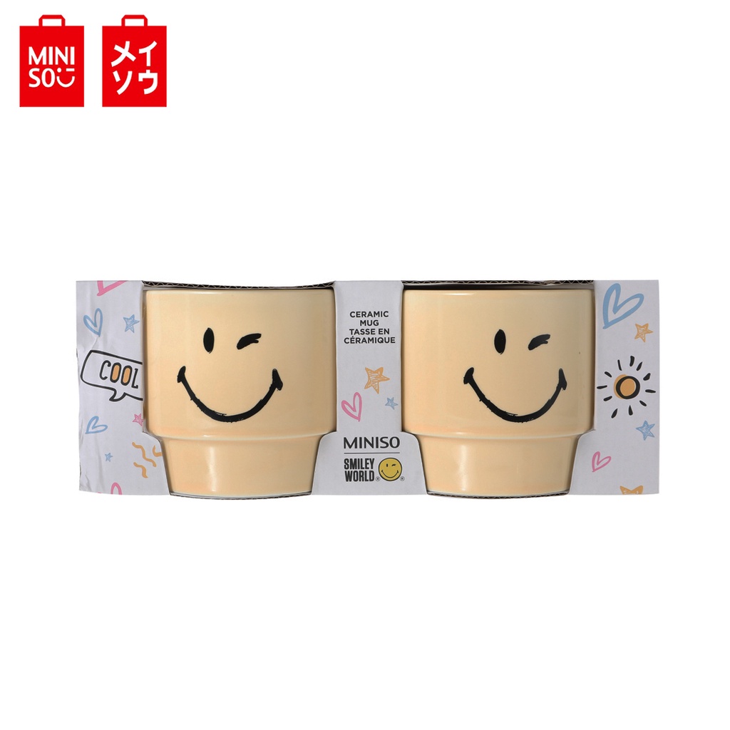 MINISO Smiley World Series Ceramic Cup and Coaster/Ceramic mug 2pcs ...
