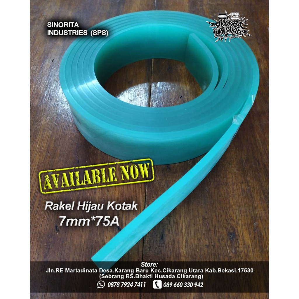 HIJAU Papak IMPORTED GREEN RAKEL RUBBER 7mmx75A PER CM SCREEN PRINTING ...