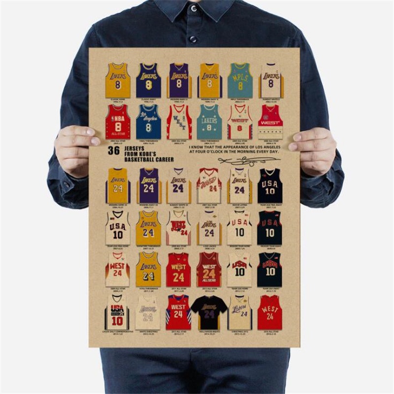Vintage Basketball Celebrity Jerseys Poster Room Decor Wall Art ...