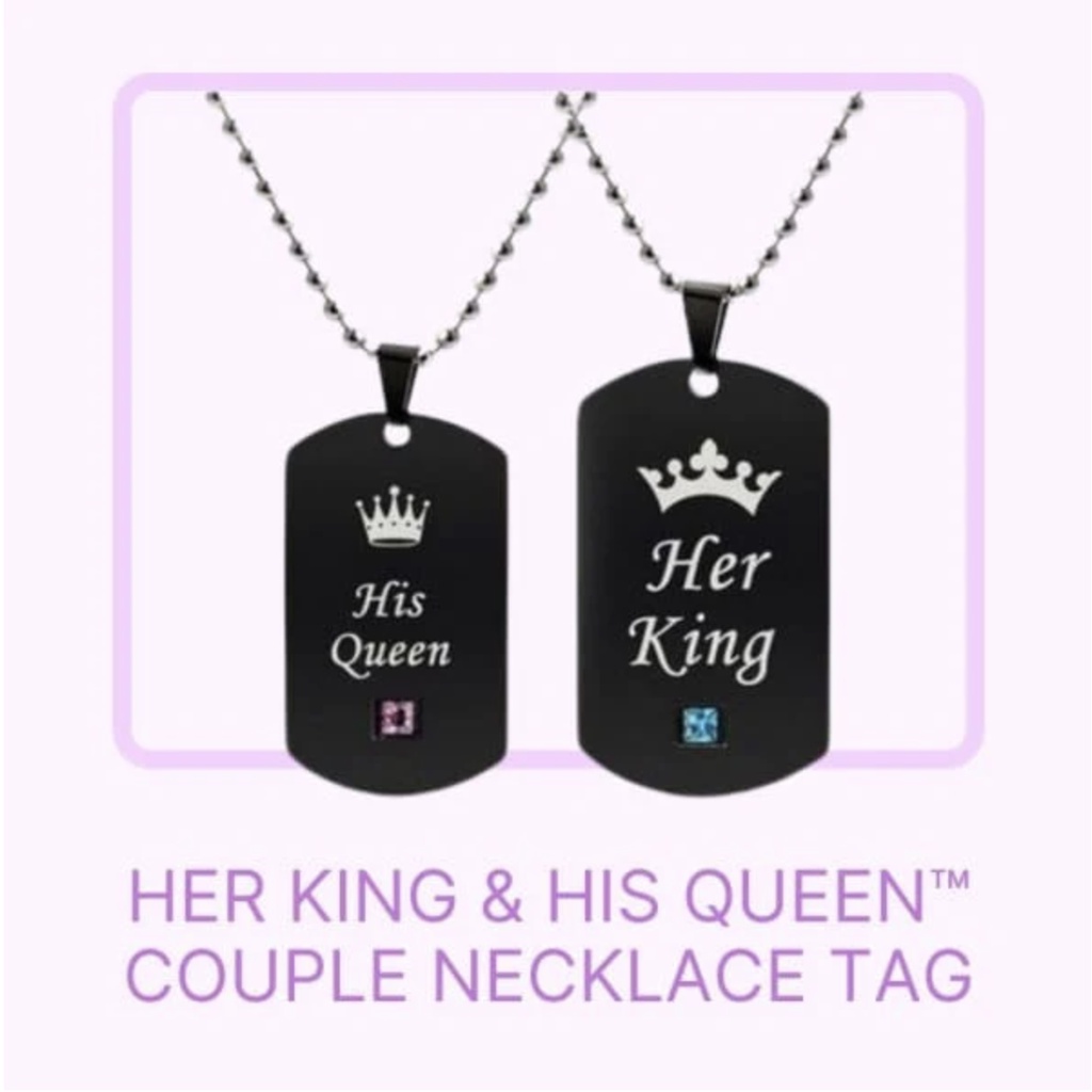 Her King & His Queen Couple Necklace Tag | Shopee Philippines