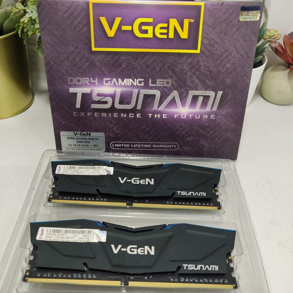 Vgen Tsunami 2x4GB DDR4 3200 LED Blue Blue - 8GB Kit 2x 4GB 4GB 8GB ...