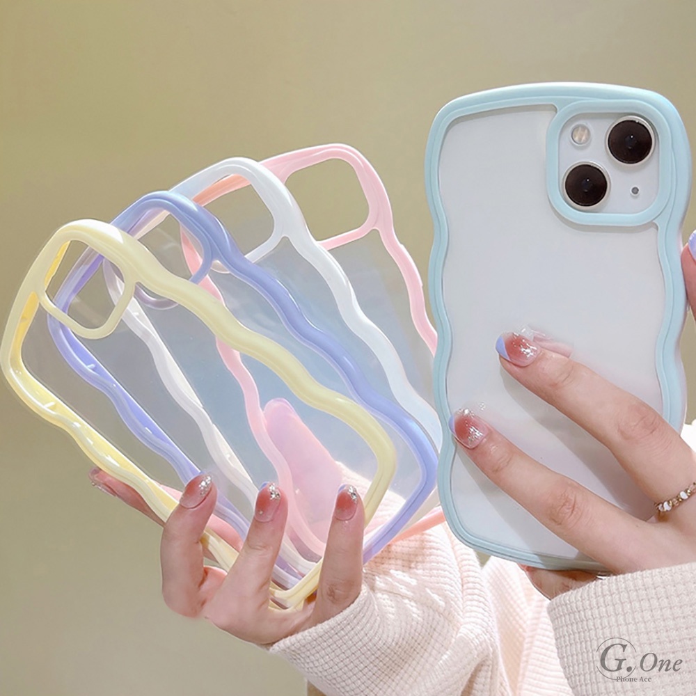 Macaron Wave Clear Case Compatible For iPhone 11 12 13 Pro Max 7 8 Plus ...
