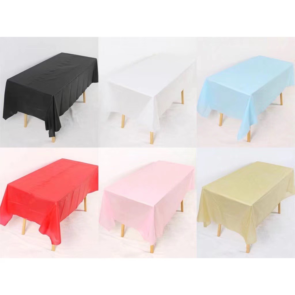 14Color Table Cover Plain Disposable Party Tablecloth PE Plastic Cloth ...