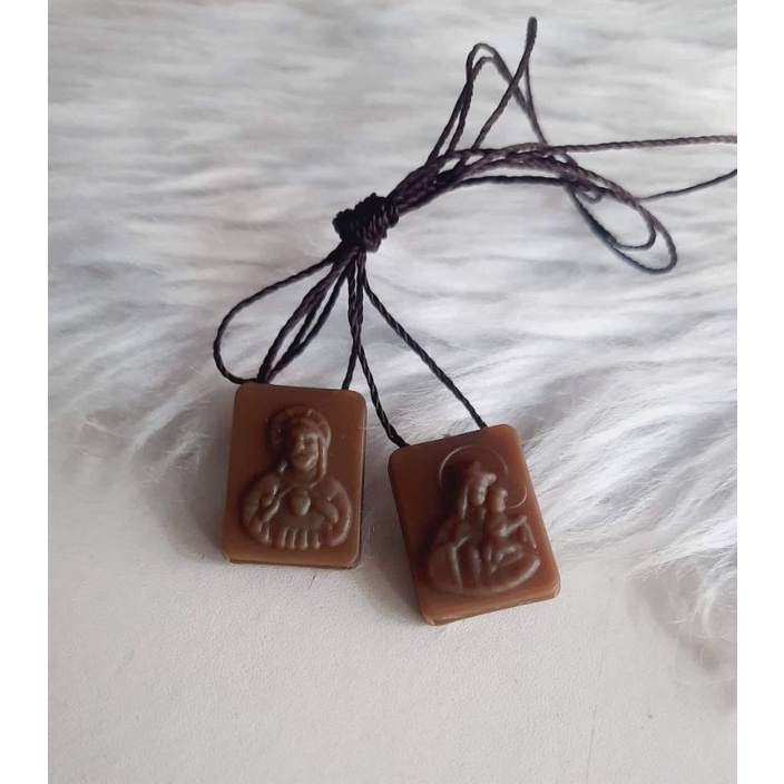 Traditional Brown Scapular Necklace Mt.Carmel&SacredHearts (Unisex ...