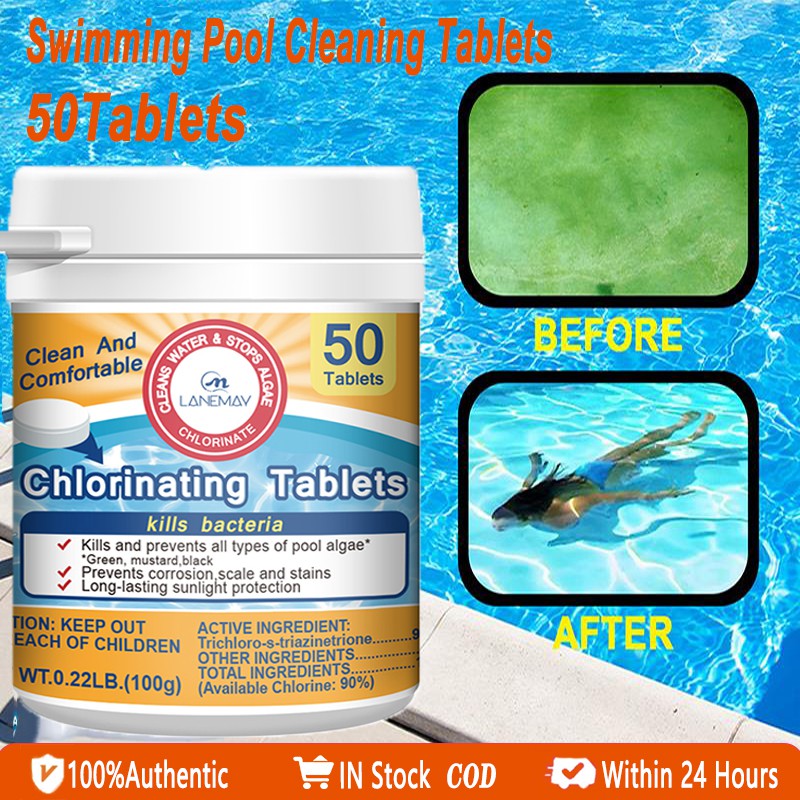 50 Tablets Swimming Pool Disinfection Chlorinating Instant Effervescent ...