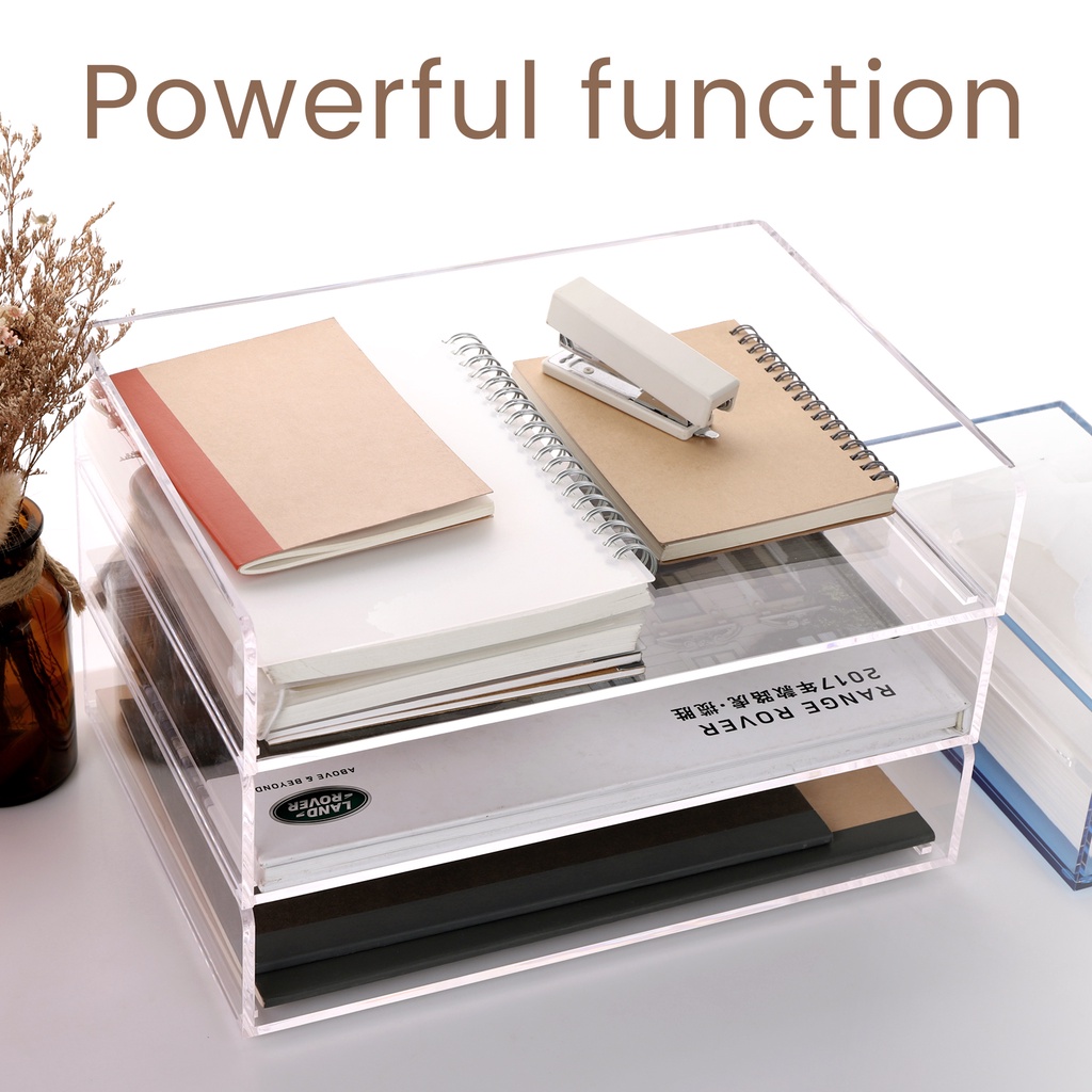 Stackable Office Letter Organizer Desk Tray - Pack of 2, transparent ...