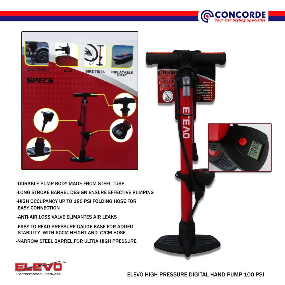 Elevo High Pressure Digital Hand Pump 100 PSI | Shopee Philippines