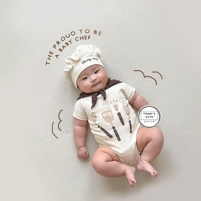 Little Chef Baby Romper Cute Cooker Style Short Sleeve Jumpsuit with ...