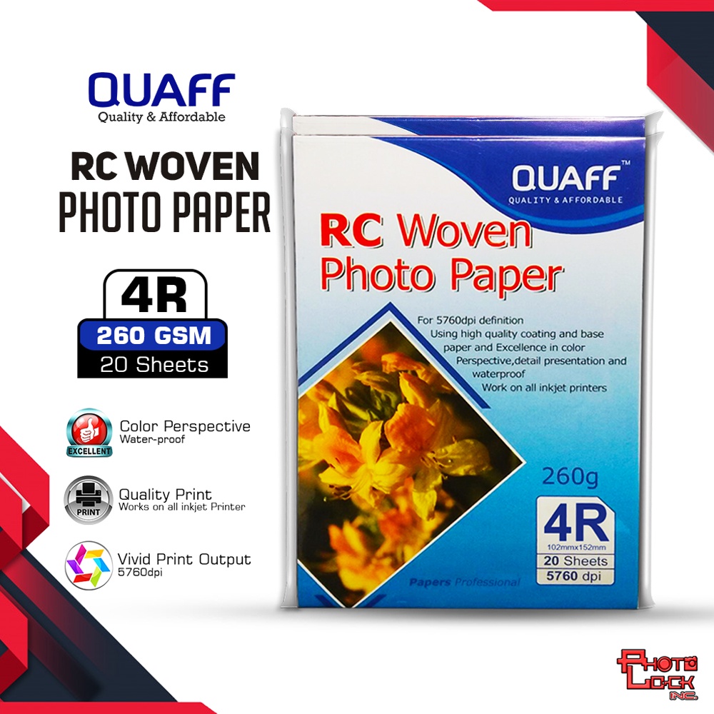 Quaff Rc Woven Photo Paper 260gsm Resin Coated 20 Sheets | Shopee ...