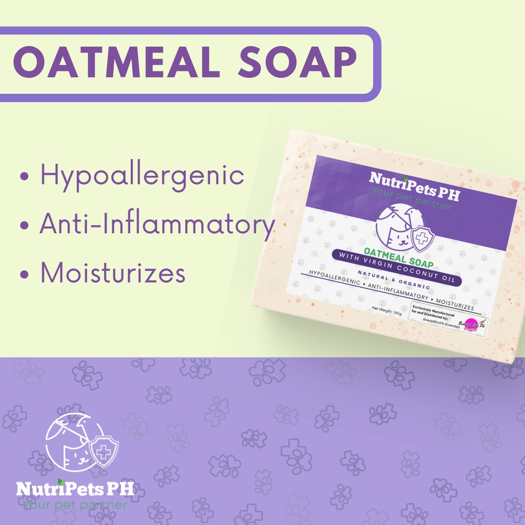 Natural Pet Oatmeal Dog Soap 140g made with virgin coconut oil ...