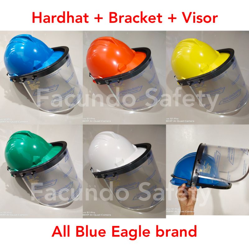 Blue Eagle Hardhat + A2 Bracket + FC45 visor hardhat with faceshield ...