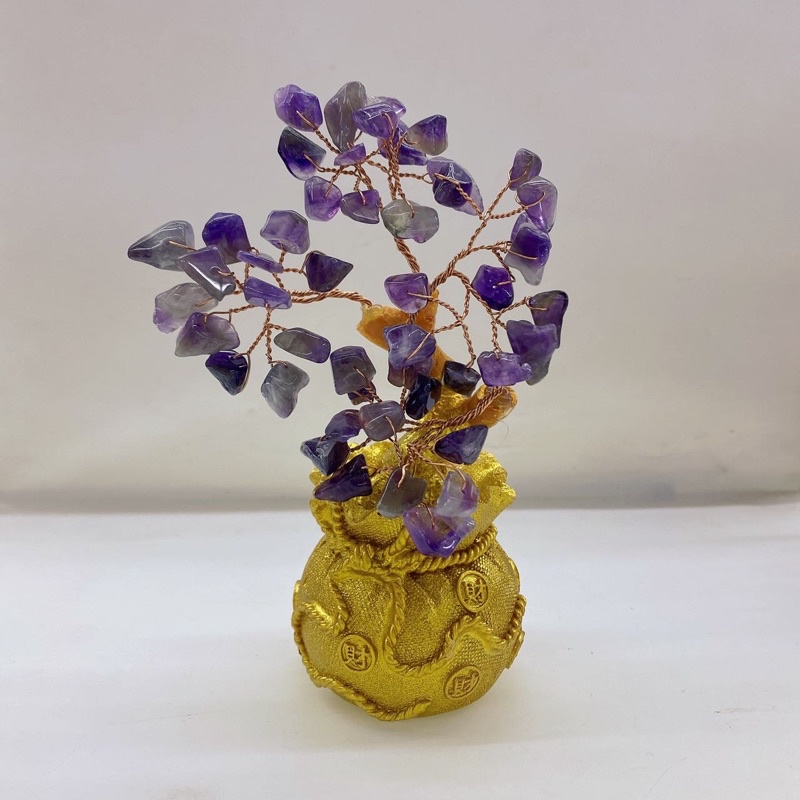 Fengshui Citrine Money Tree Jade/ Amethyst/ Citrine/ Rose Quartz Money ...