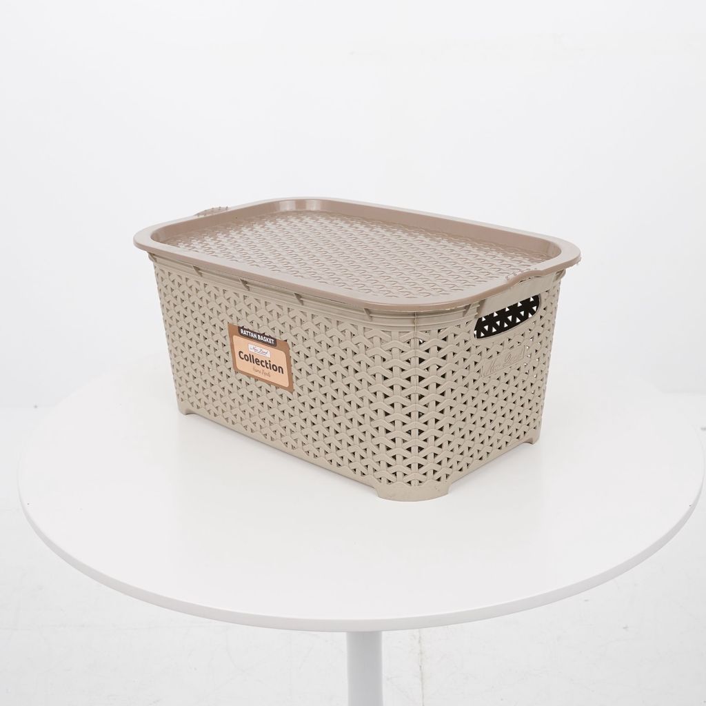 Mocha Collection Large Rattan Basket With Cover /Clothes Storage ...