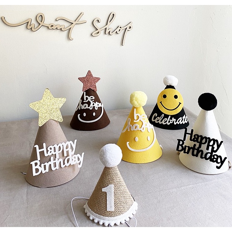 Linen Ins Style Happy Birthday Hats Number 1 2 3 4 5 6 Happy Birthday ...
