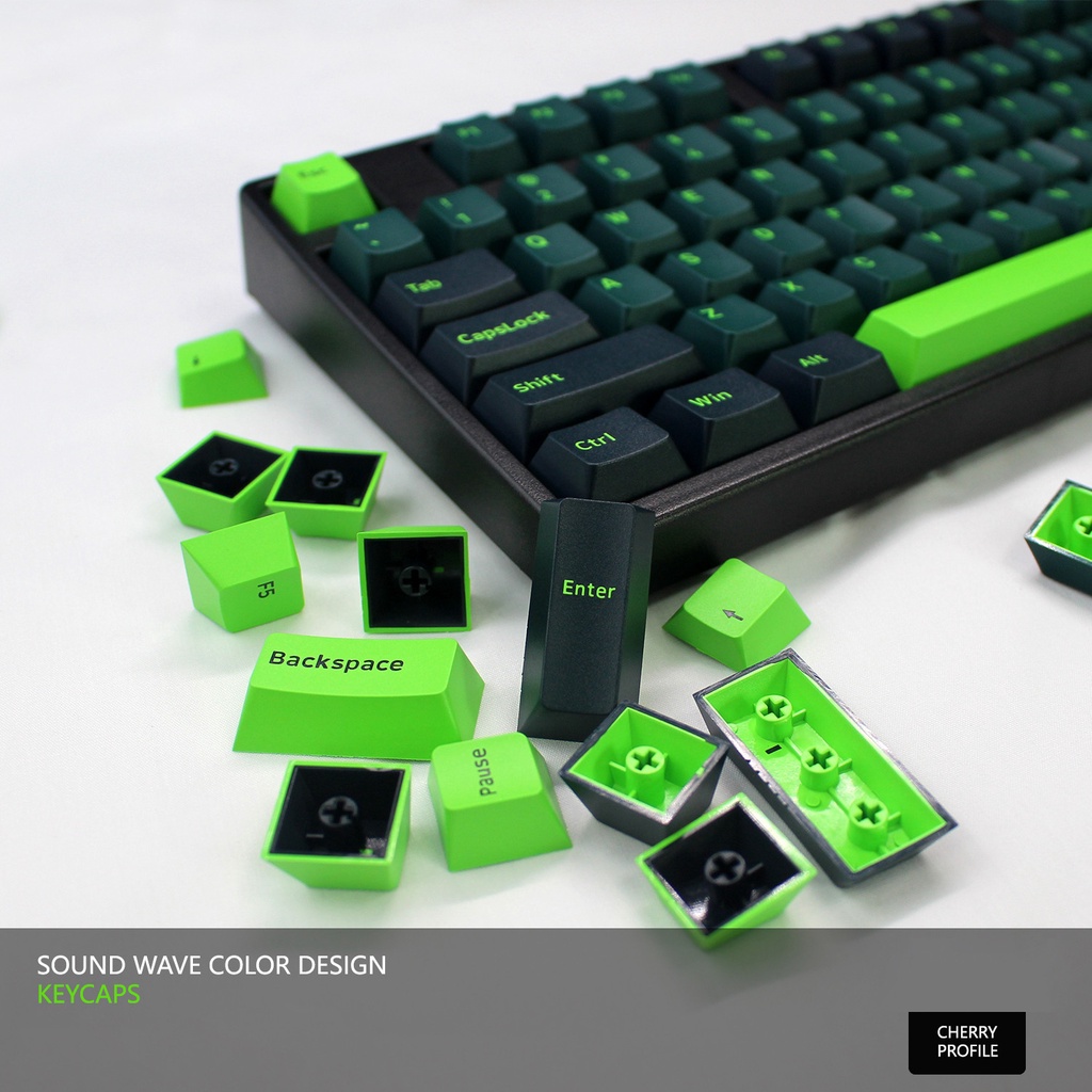 YMDK GMK Color Waves 165 Key Cherry Profile PBT Double Shot Non Shine ...