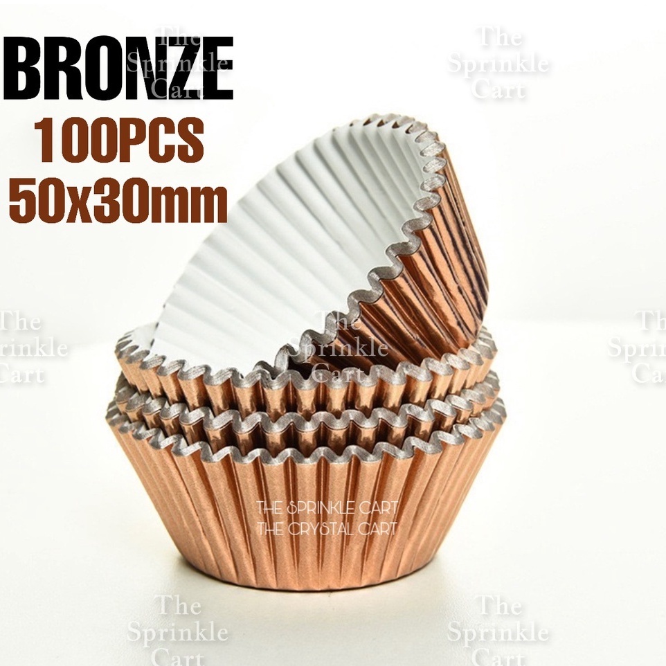 100pcs Metallic Foil Cupcake Liners 3oz Aluminum Greaseproof Muffin ...
