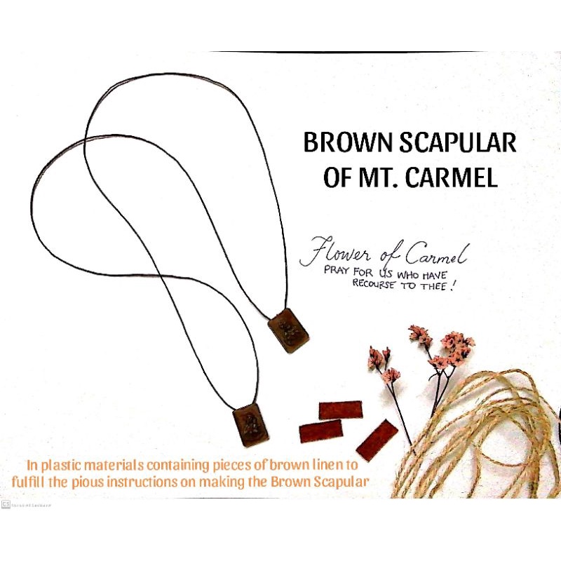 Brown Scapular of Our Lady of Mt Carmel in plastic material with linen ...