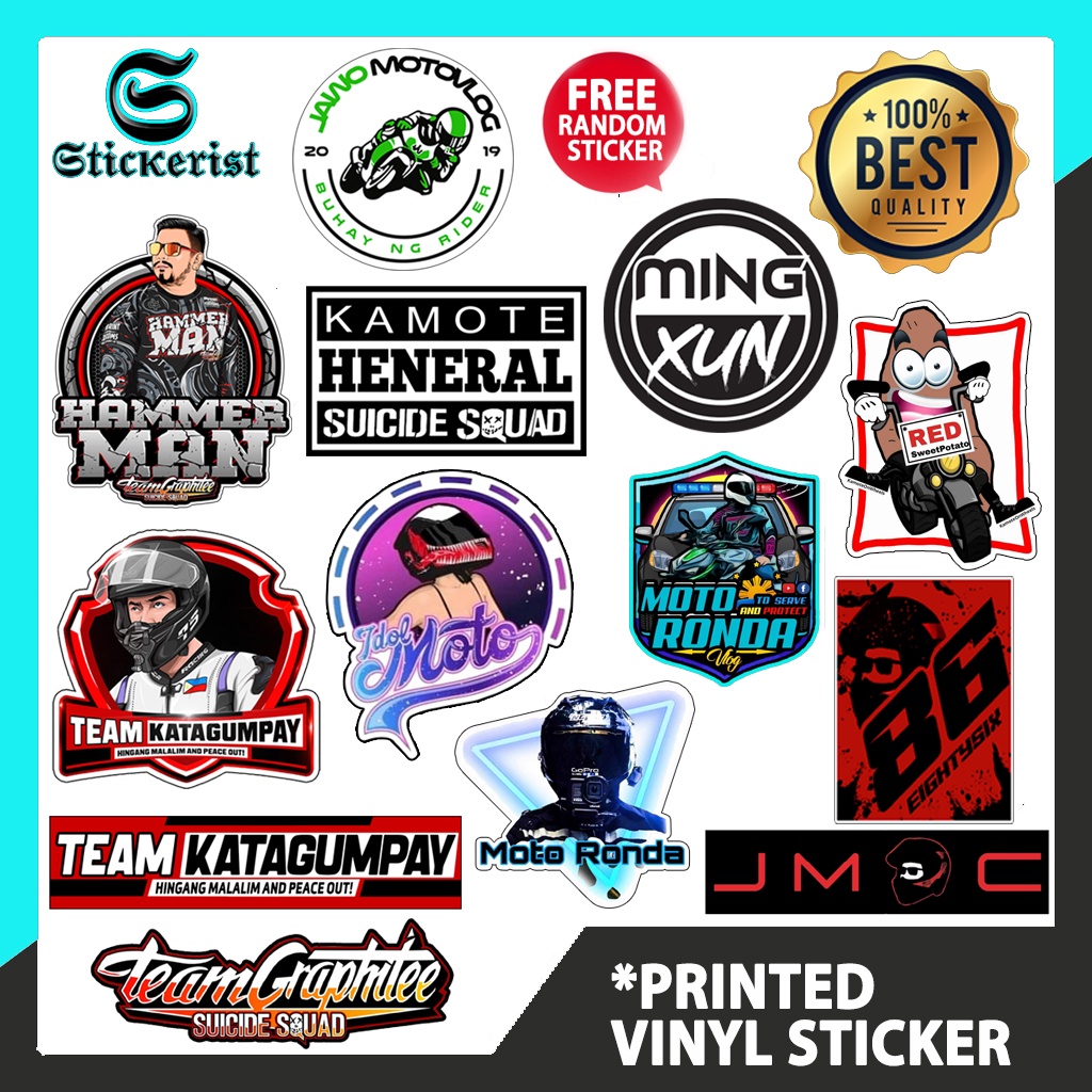 MOTOVLOG LOGO STICKER MOTO RONDA JMAC RED SWEET POTATO JAWO HAMMER MAN ...