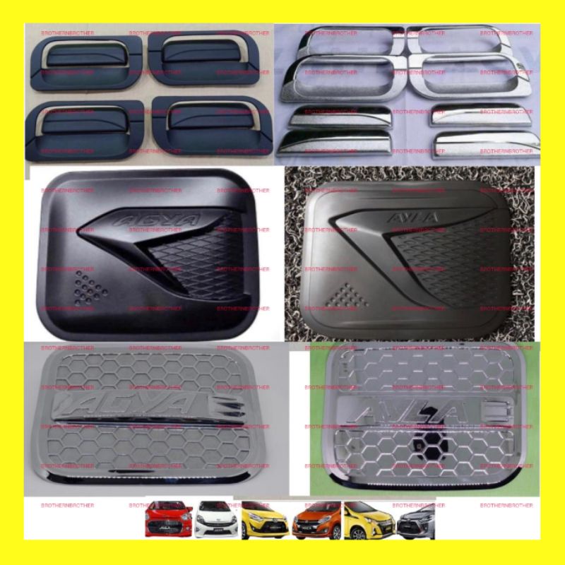 HITAM Agya Ayla 2013 2017 2022 Black Chrome Outer Handle Tank Cover ...