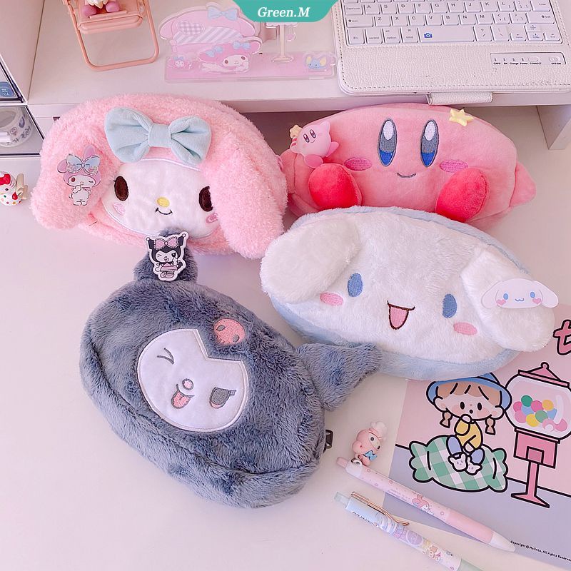Sanrio Kawaii Kuromi Cinnamoroll Melody Pencils Stationery Pen Case Storage Cosmetic Plush Bag ...