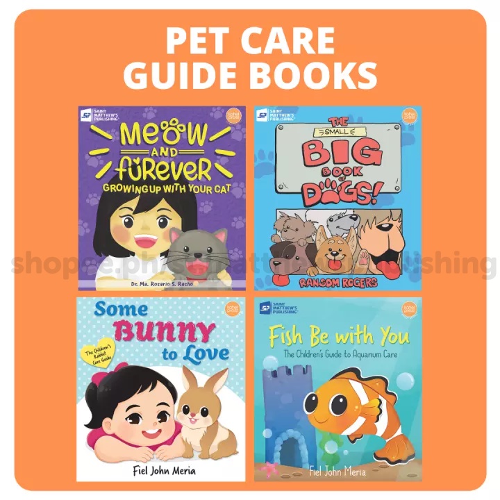 Pet Care Guide Books Set (Dogs, Cats, Aquarium Fish, Rabbits; Children ...