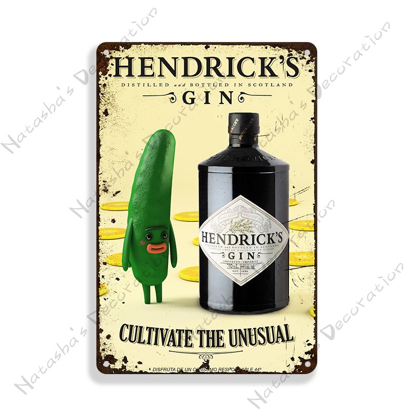 Hendrick's Gin Metal Tin Sign Vintage Metal Signs Retro Beer Metal ...
