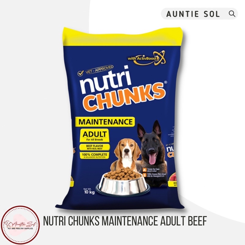 Nutri Chunks Maintenance Beef Adult Dog Food 10kgs bag | Shopee Philippines