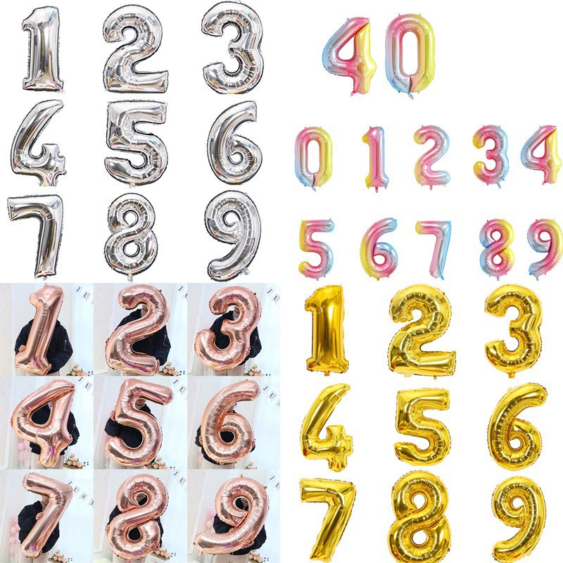 40 Inch Super big Number Balloon Rose Gold / Silver / Gold /Black ...