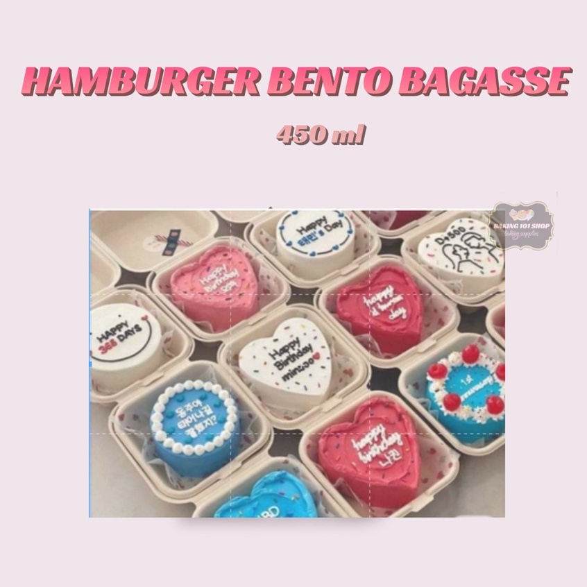 450 ML HAMBURGER BOX BAGASSE/ BENTO BOX/ CAKE BOX | Shopee Philippines