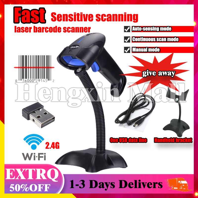 1D Laser Barcode Scanner Handheld Barcode Reader With Stand Wired USB ...
