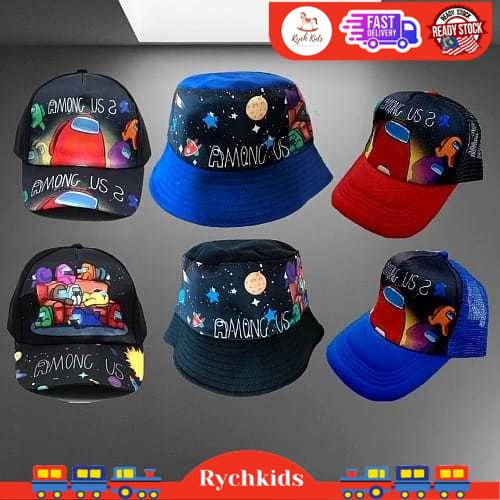 Among Us Cap Kid Budak Top Bucket Hat Topi Jaring Baseball Cap Gamer ...