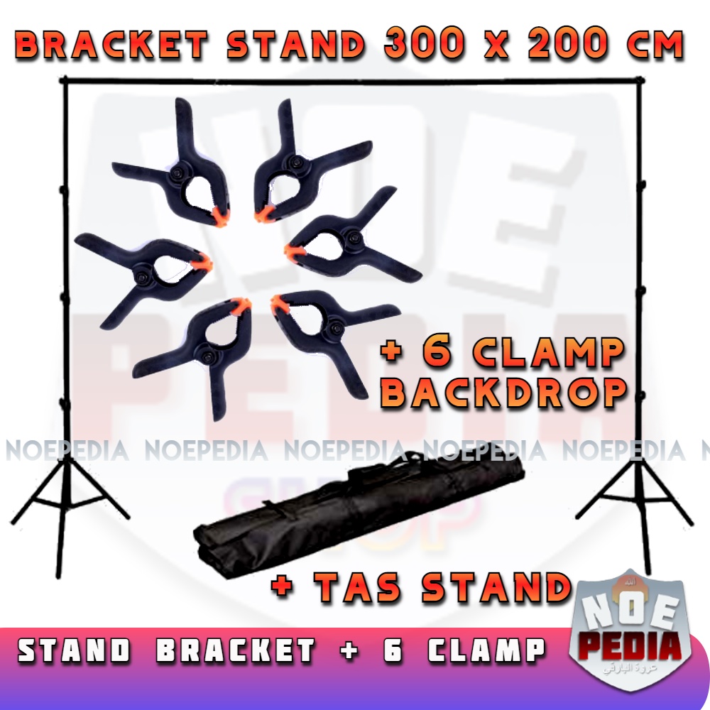 Tripod Stand Bracket 3x2m with Clip Backdrop Studio Support Pole ...