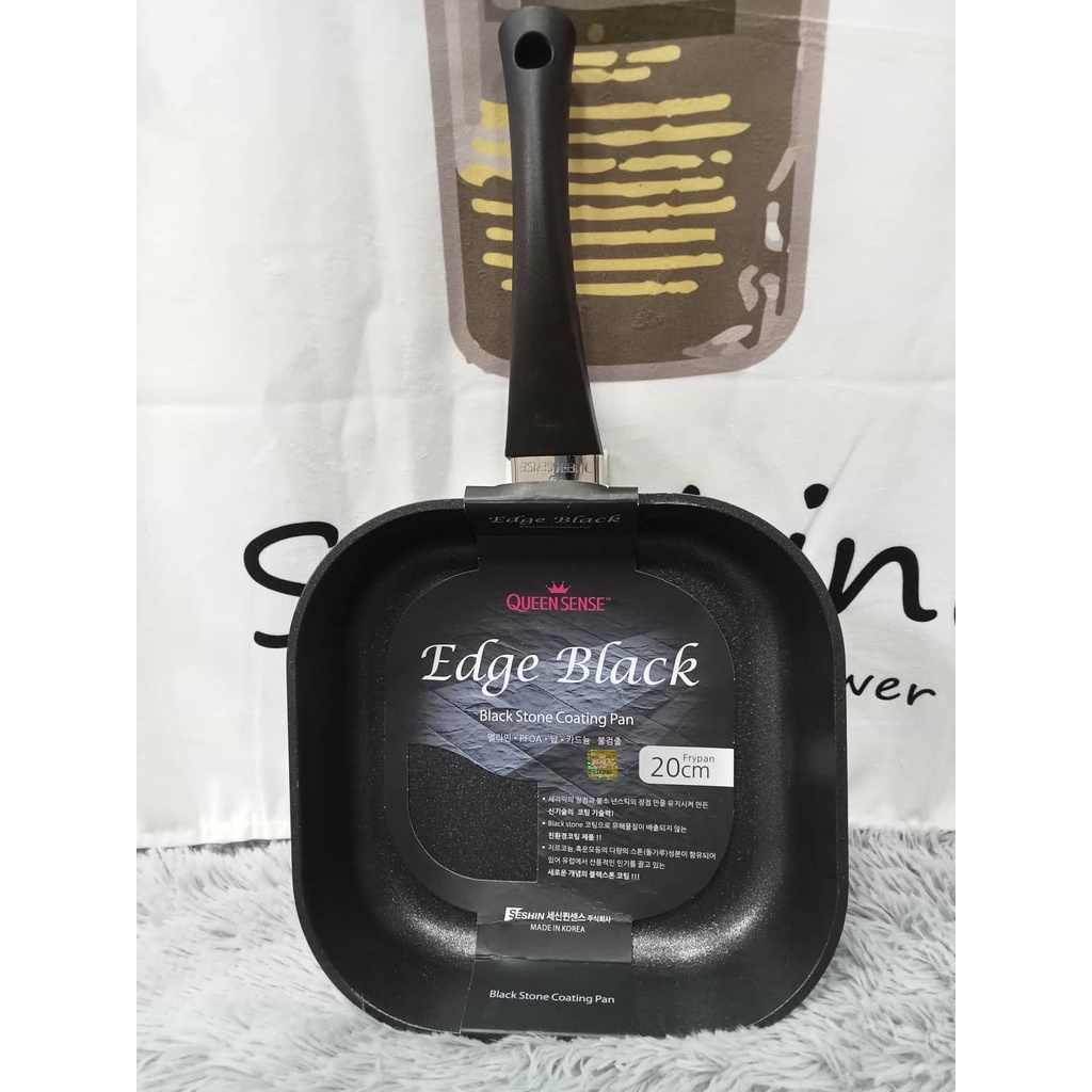 QUEENSENSE SQUARE BLACK STONE COATING PAN | Shopee Philippines