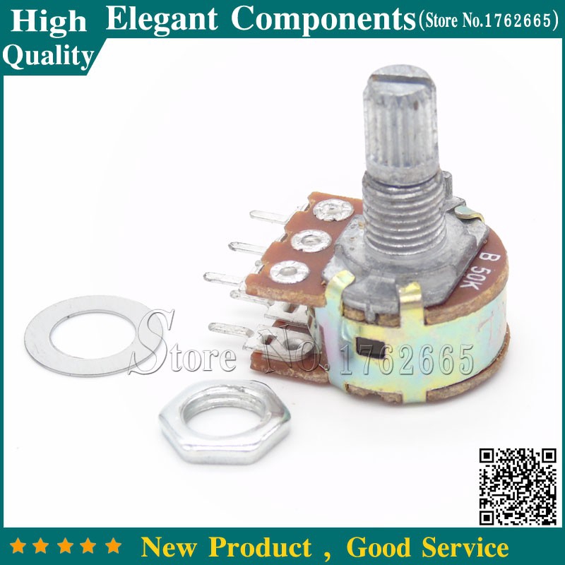 10PCS Dual Stereo Potentiometer WH148 B50K 50K Ohm 6Pin Handle length ...